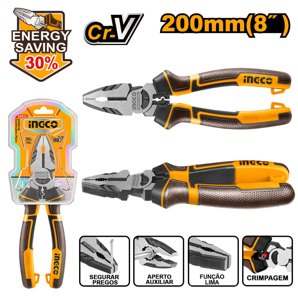 Alicate Universal de Alta Performance 8'' 200mm INGCO